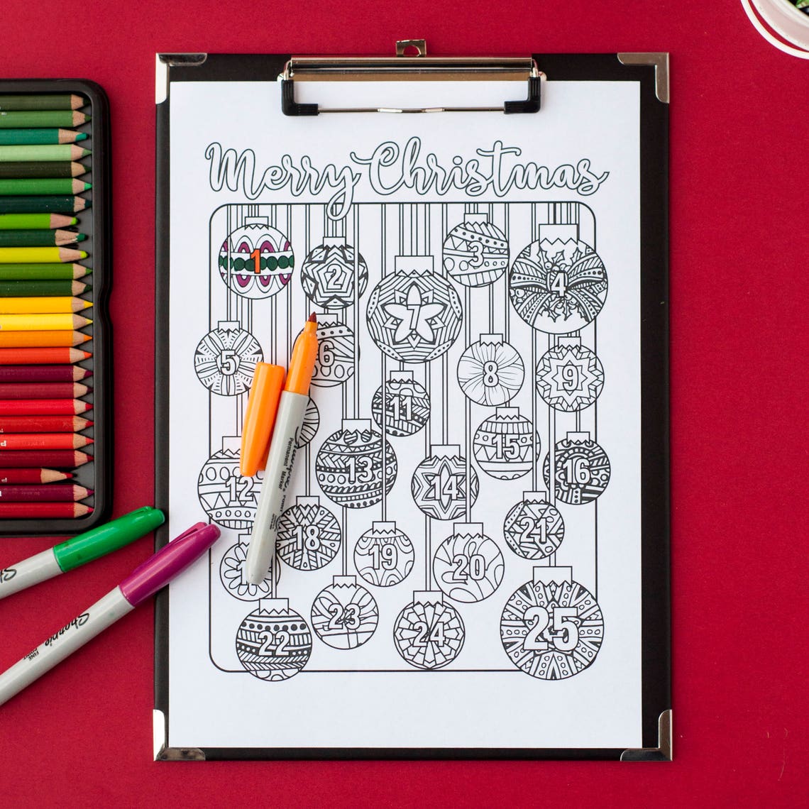 Christmas Coloring Advent Calendar - Printable 8.5x11 PDF Download ...