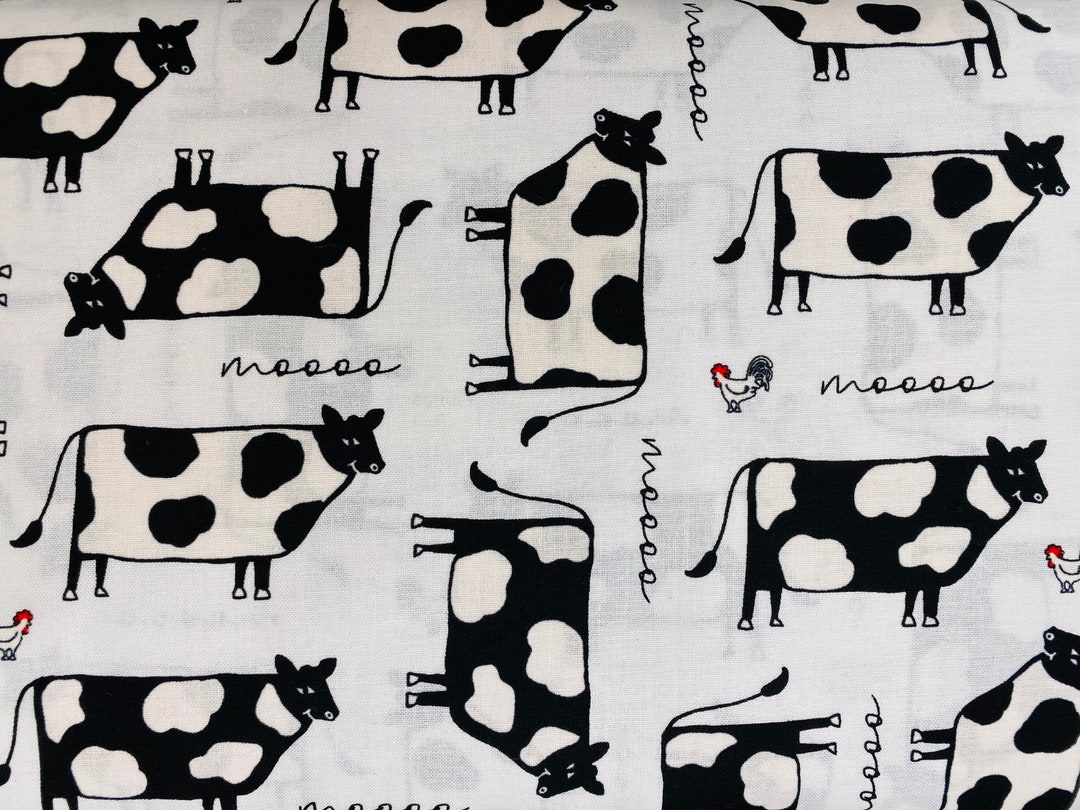 Moo Cow Fabric, Country, Farm Animals, Cute Cow Fabric, Cotton Fabric ...
