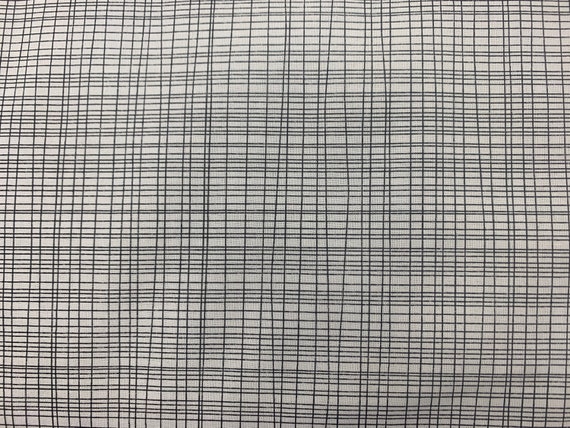 White grid fabric cotton fabric white and black fabric | Etsy