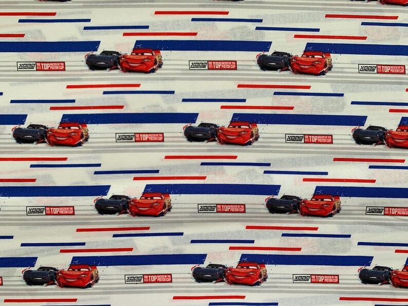 Disney Pixar Cars Lightning Mcqueen Fabric Disney Fabric | Etsy