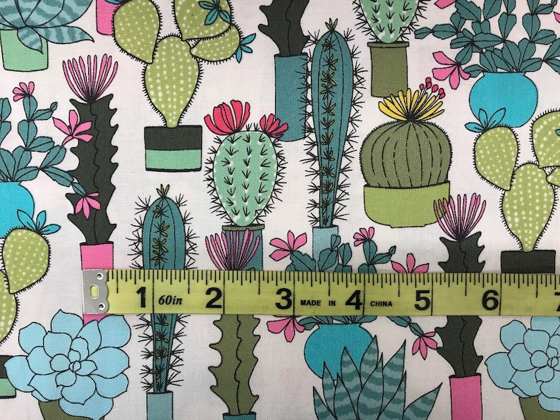 Succulents Cactus Fabric, Plant Fabric, Nature Fabric, Novelty Fabric ...