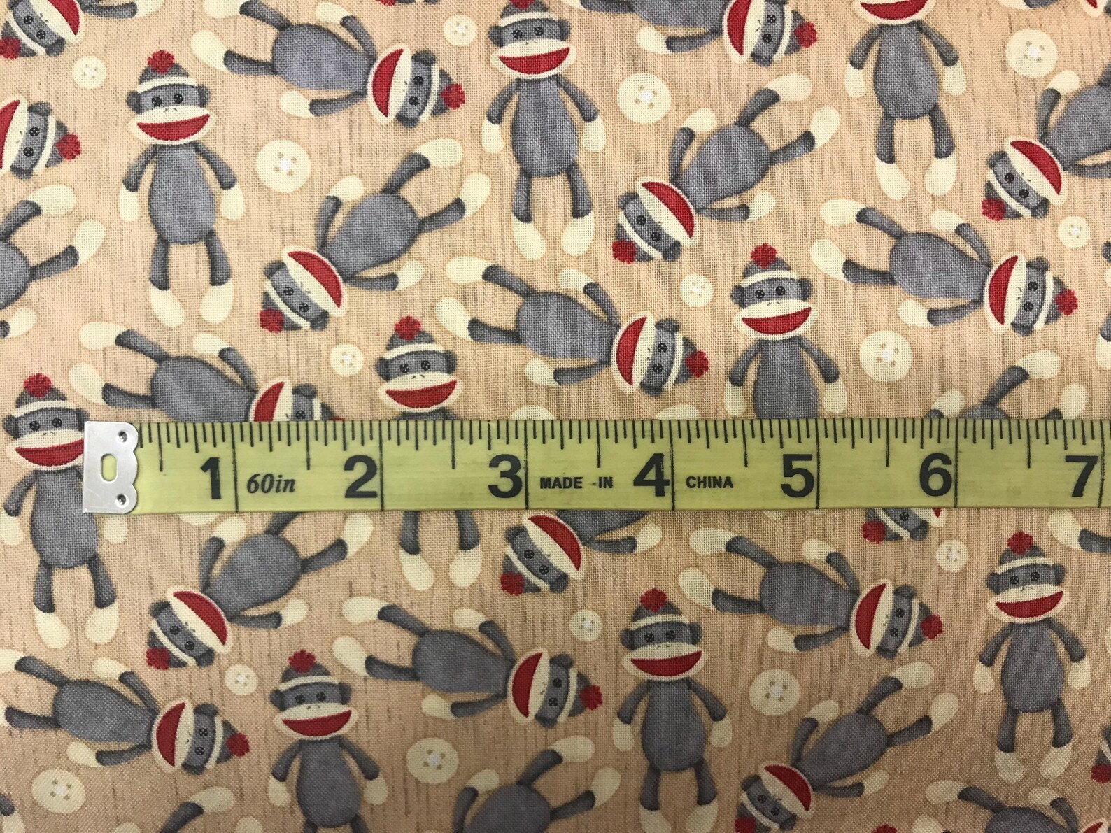 Sock Monkey Fabric Monkey Fabric Beige Fabric Kids Fabric - Etsy