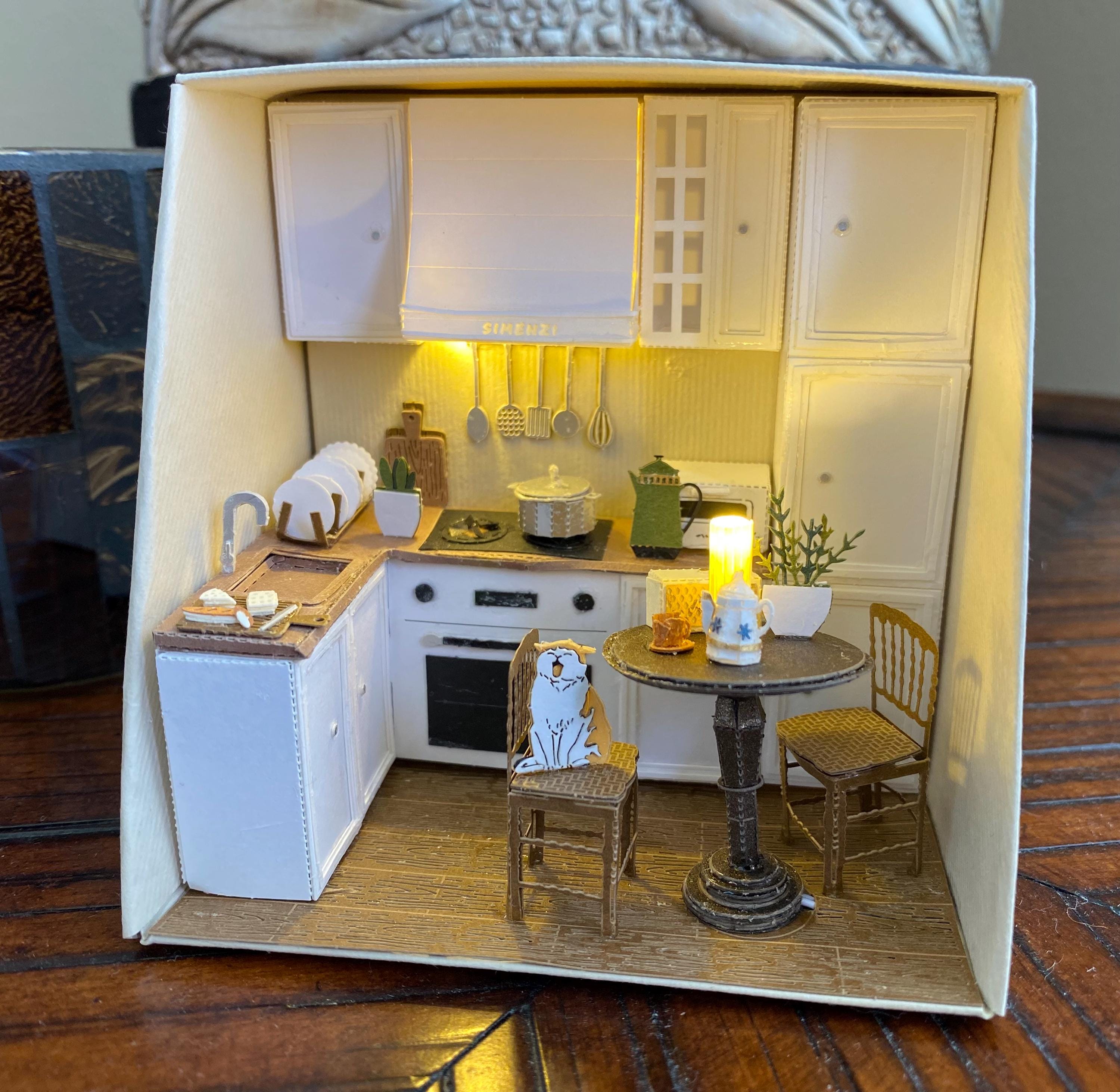 Fully Built Miniature Diorama Kitchen Setting | Lights Up, Entirely ...