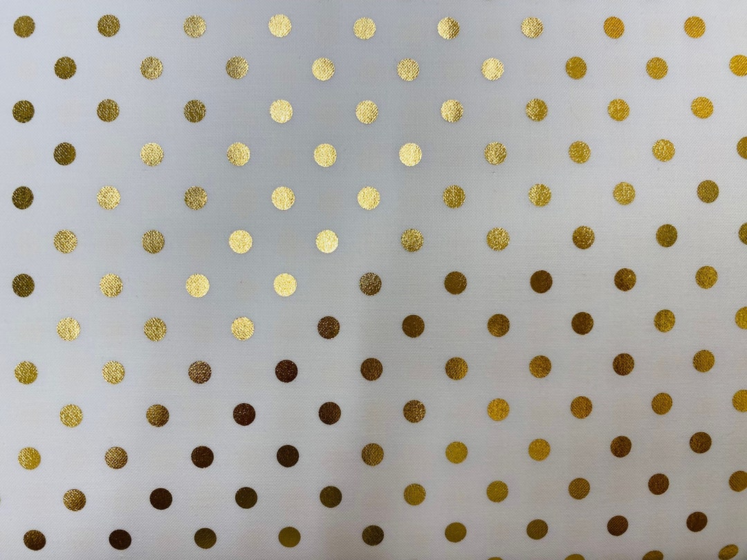 Metallic Gold Polka Dot Fabric, Modern Fabric, Polka Dot Fabric, White ...