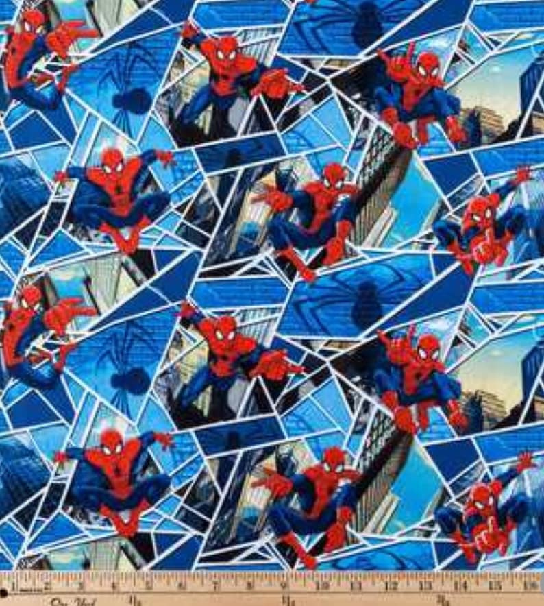 Marvel Blue Ultimate Spiderman Fabric Featuring Spidey Comic | Etsy