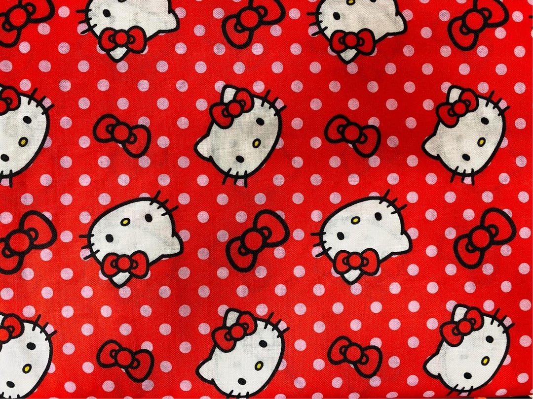 Red Hello Kitty Character Fabric, Kawaii Fabric, Cute, Cartoon Fabric - Etsy