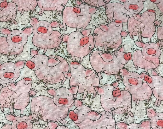 Pink Pig Fabric, Piggy Fabric, Pig Fabric, Country, Farm Animals, Pink ...