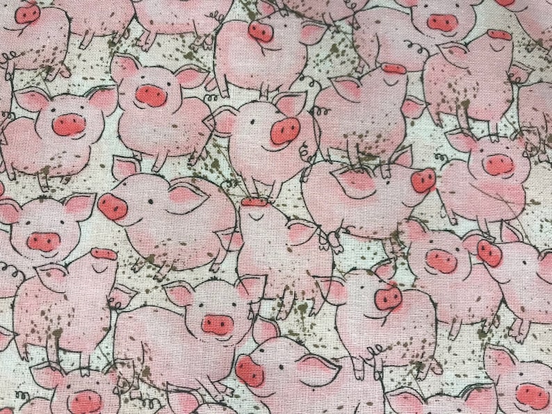 Pink Pig Fabric Piggy Fabric Pig Fabric Country Farm - Etsy
