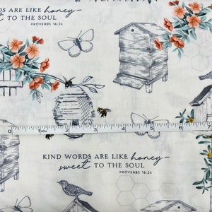 Christian Scripture Beehive Fabric, Bee Fabric, Inspirational Fabric ...
