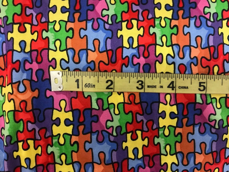 Puzzle Pieces Fabric Autism Awareness Fabric Novelty Fabric - Etsy