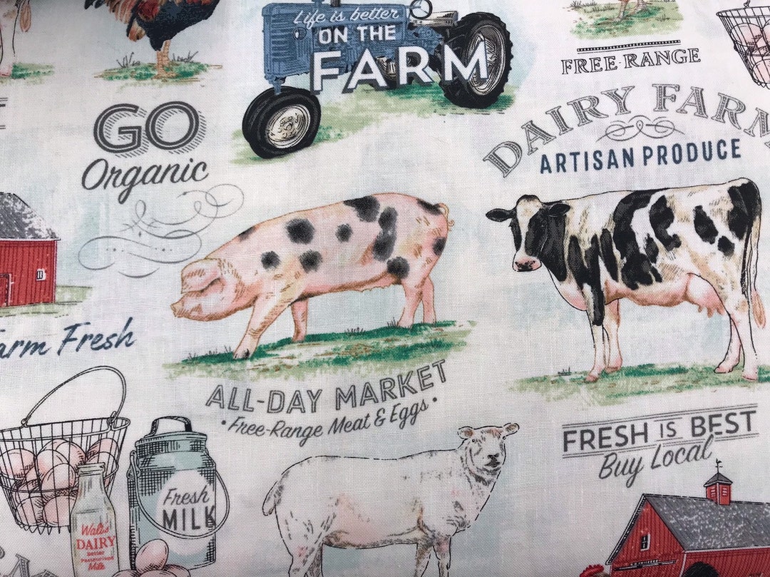 Dairy Farm Cows Fabric, Cow Fabric, Country, Farm Style, Pasture ...