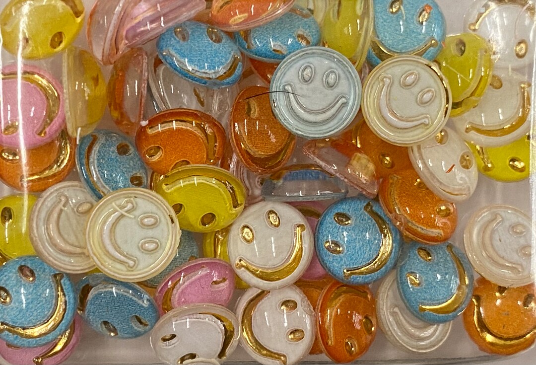 Assorted Color Acrylic Smiley Face Charms, Flat Back, DIY Decorating ...