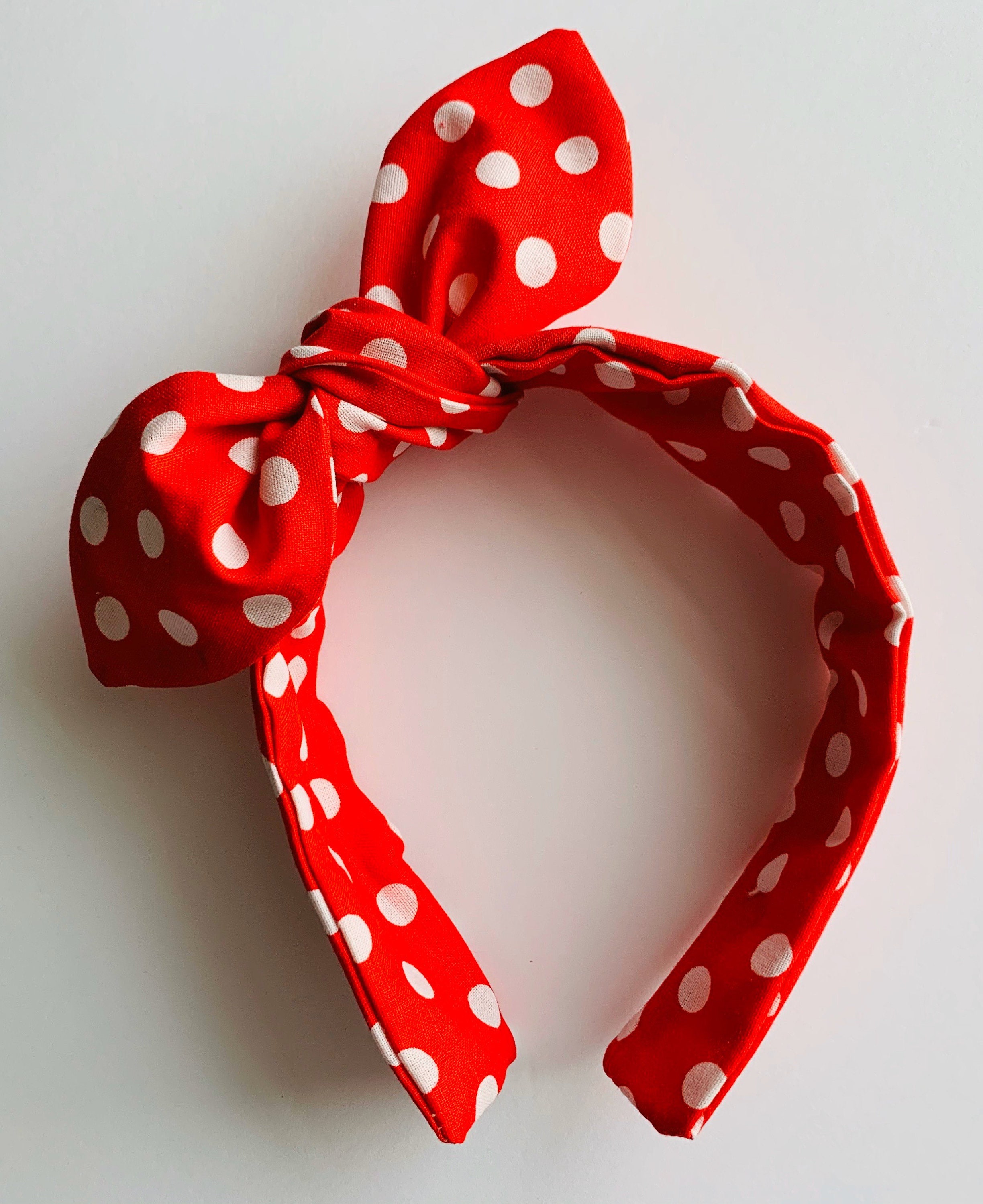 Red & white polka dot top knot Headband hair accessory | Etsy