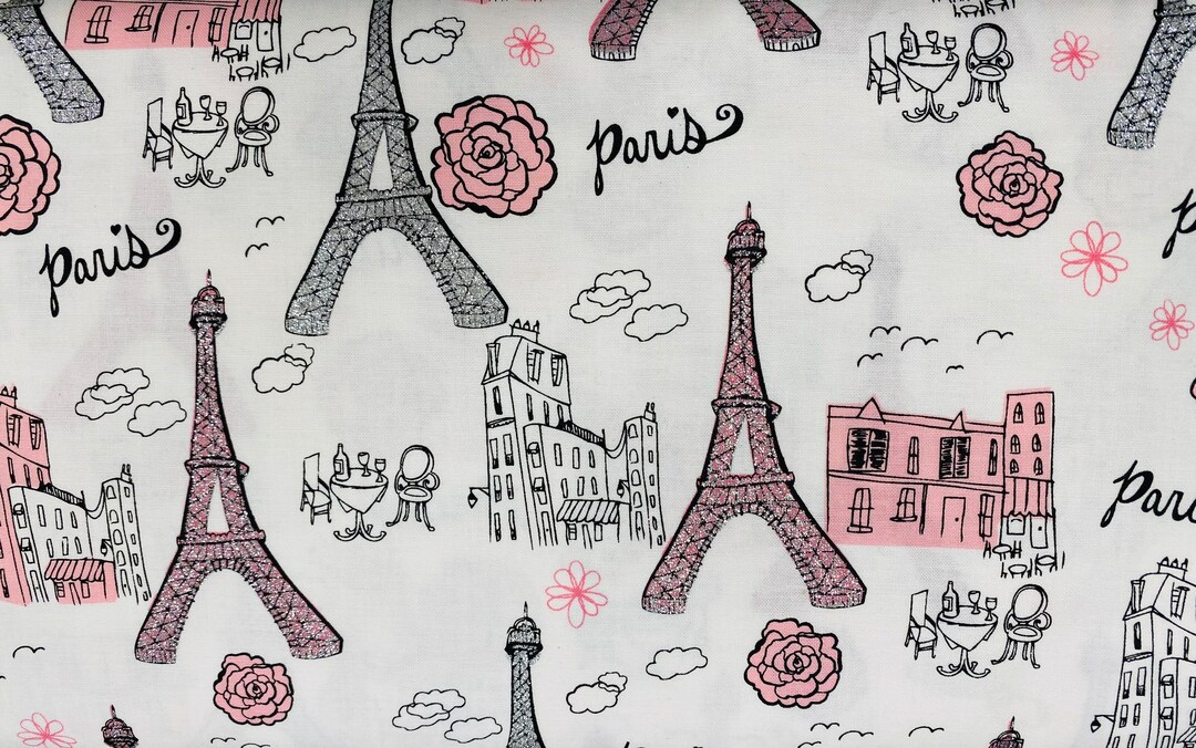 Paris France Fabric, Eiffel Tower Fabric, Paris Fabric, Paris, Pink ...
