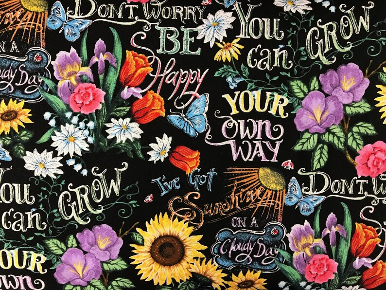 Chalkboard Style Inspirational Positive Affirmations Fabric - Etsy