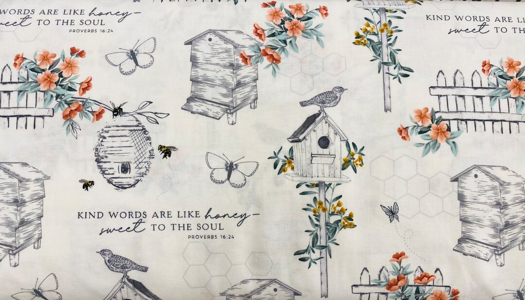 Christian Scripture Beehive Fabric, Bee Fabric, Inspirational Fabric ...