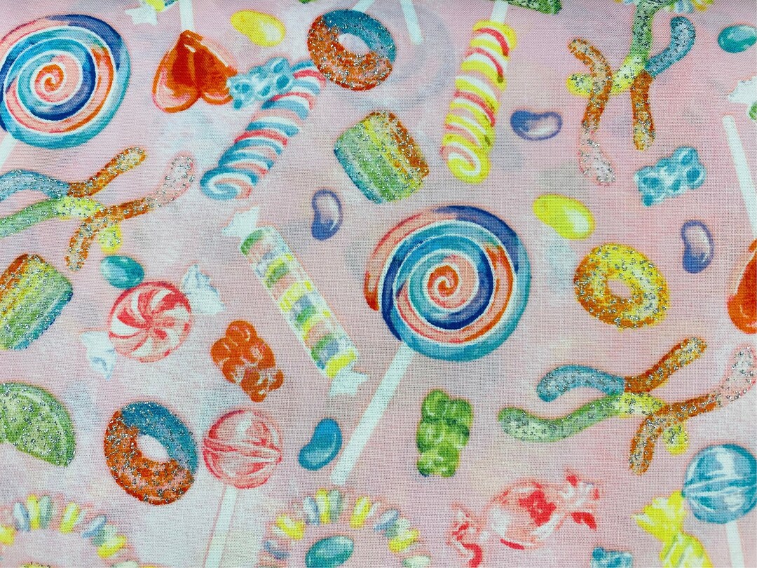 Glitter Candy Fabric, Sweet Treat Fabric, Dessert Fabric, Food Fabric ...