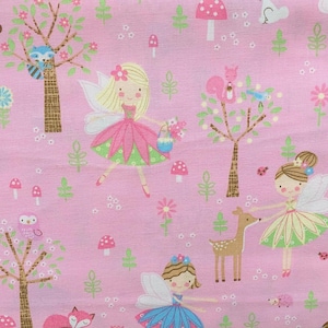 Pink Pixie Fairy Fabric, Woodland, Mushroom, Fairy Fabric, Kids Fabric ...