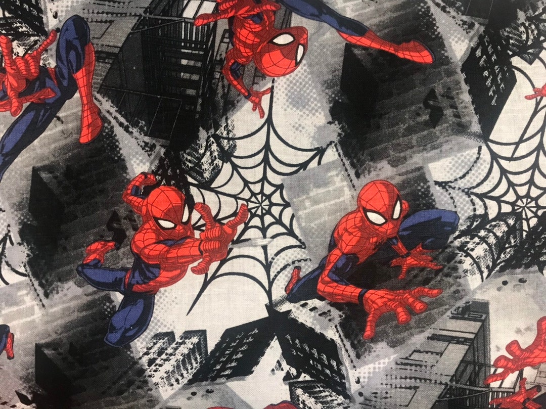Marvel Black Ultimate Spiderman Fabric Featuring Spidey, Comic Fabric ...