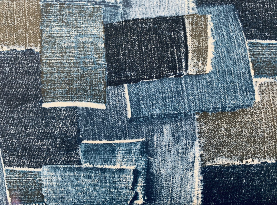 Fake Faux Denim Fabric, Woven Cotton Fabric, Novelty Fabric, Blue ...
