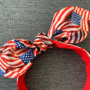 Patriotic American Flag Top Knot Headband, Hair Accessory, Independence ...