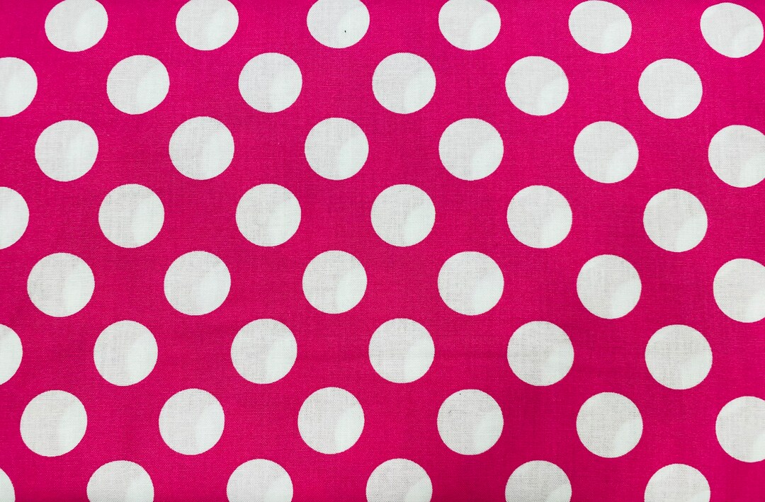 Large Pink and White Polka Dot Fabric, Polka Dot Fabric, Bright Pink ...