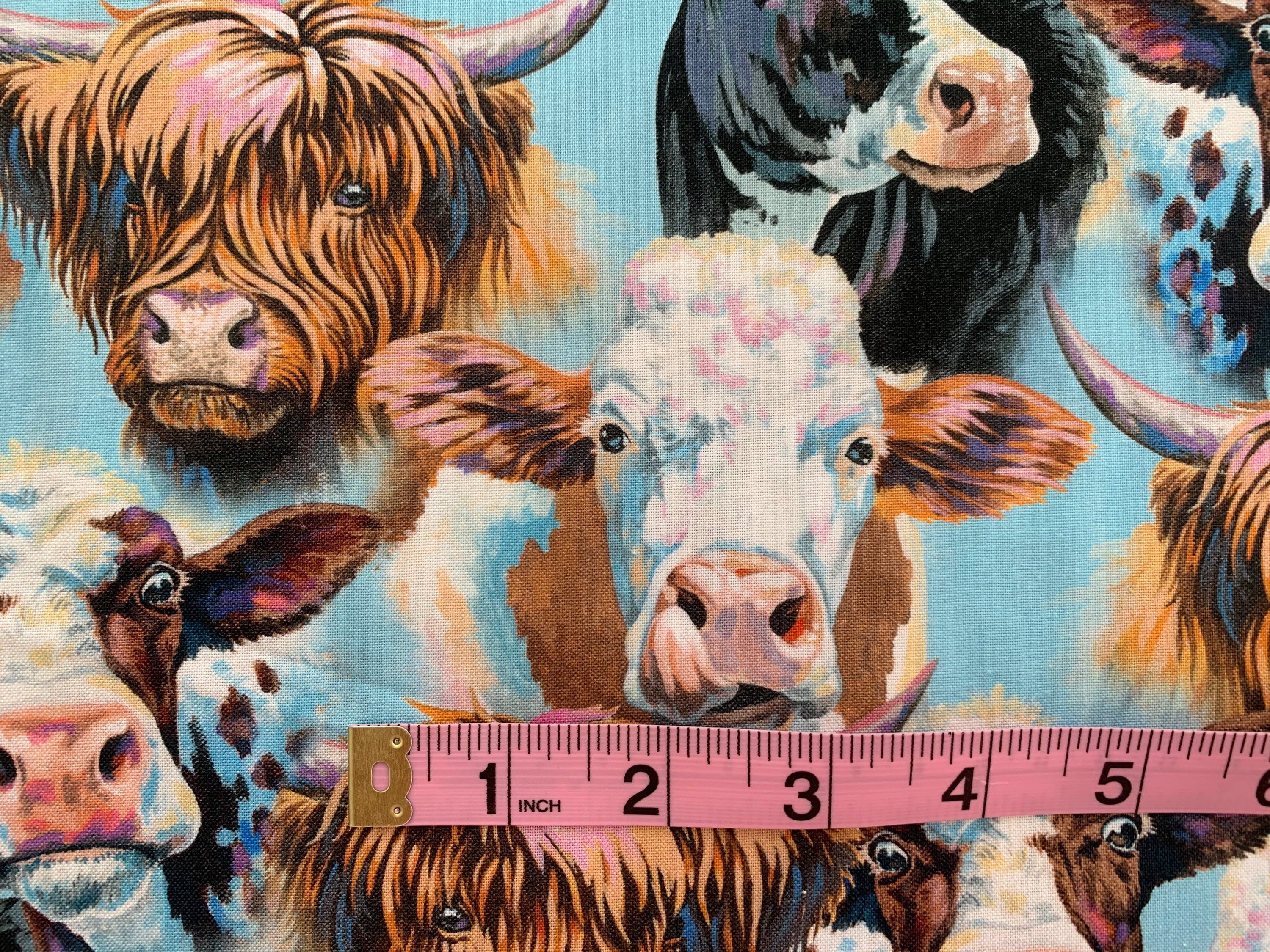 Painting Inspired Cow Fabric Cow Fabric Country Farm Style | Etsy