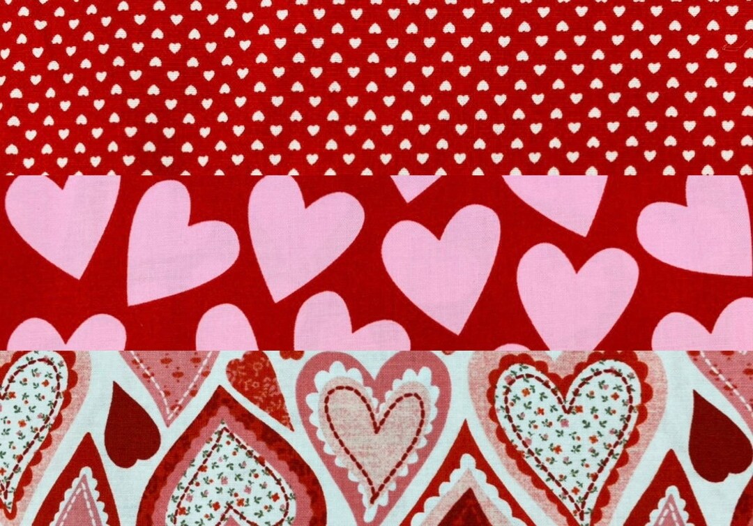 Valentines Day Fabrics Assorted, Novelty Fabric, Valentine Fabric, Pink ...