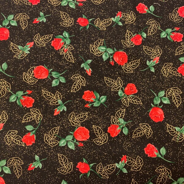 Red Rose Fabric - Etsy