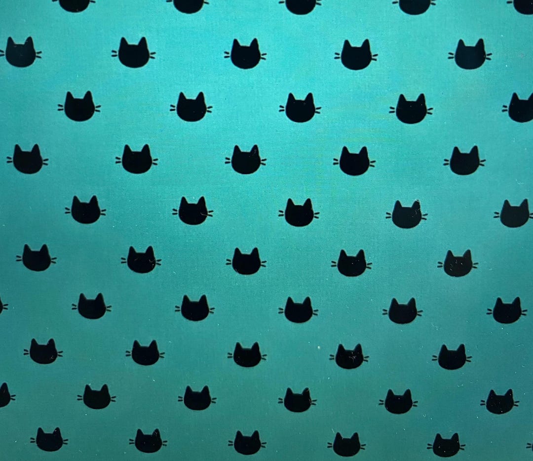 Teal Cat Fabric, Kitten Fabric, Kitty Cats Fabric, Animal Fabric, Pets ...