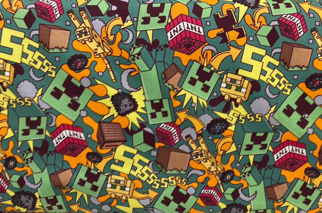 Minecraft TNT Creeper Fabric, Video Game Fabric, Minecraft Movie, Geek ...