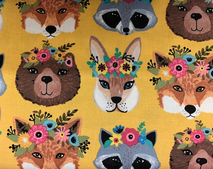 Woodland Creatures Fabric, Bear Fabric, Forest Animals Fabric, Raccoon ...