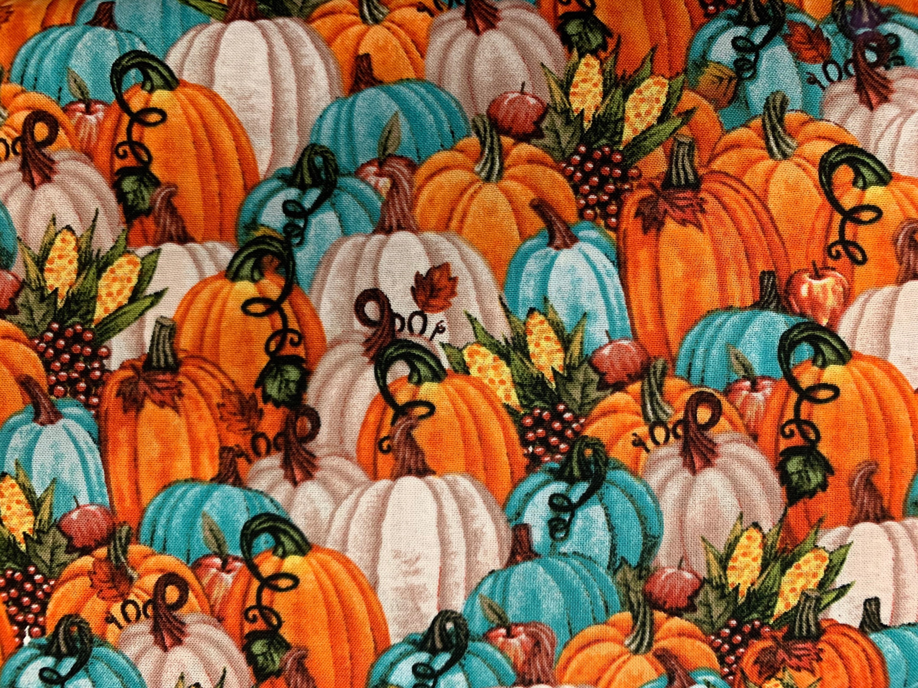 Seafoam Pumpkin in the Fall fabric fall fabric autumn | Etsy