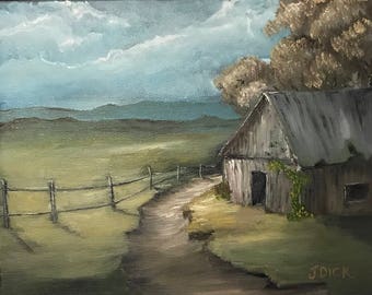 Barn oil painting | Etsy