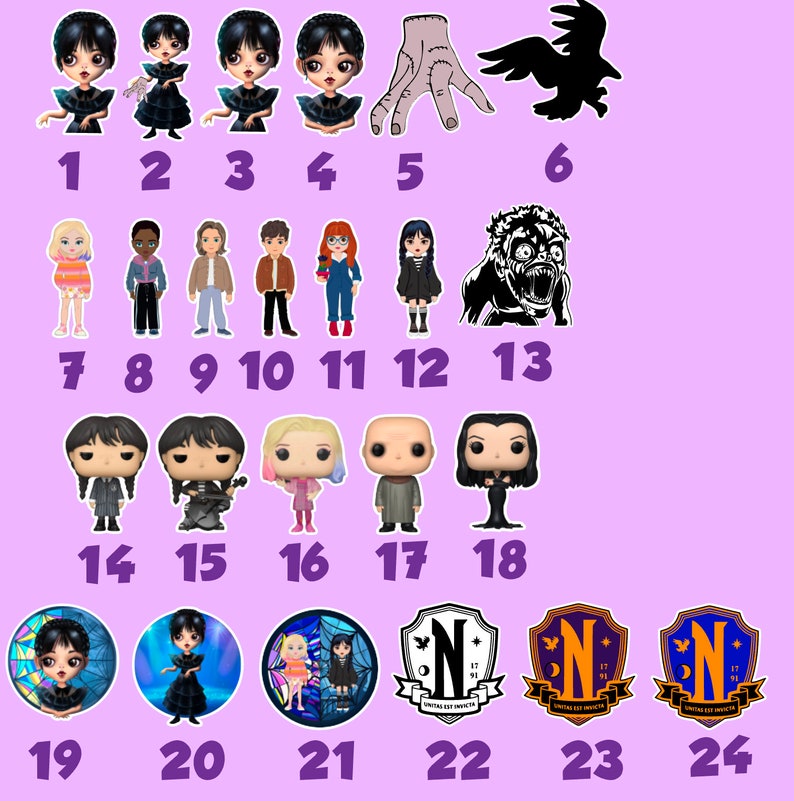 Wednesday Cupcake Topper Addams Family Cupcake Topper Merlina - Etsy