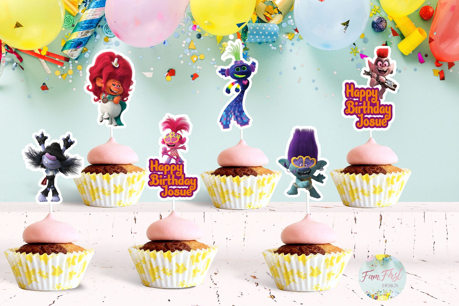 Trolls Cupcake Topper World Tour Cupcake Topper Trolls - Etsy