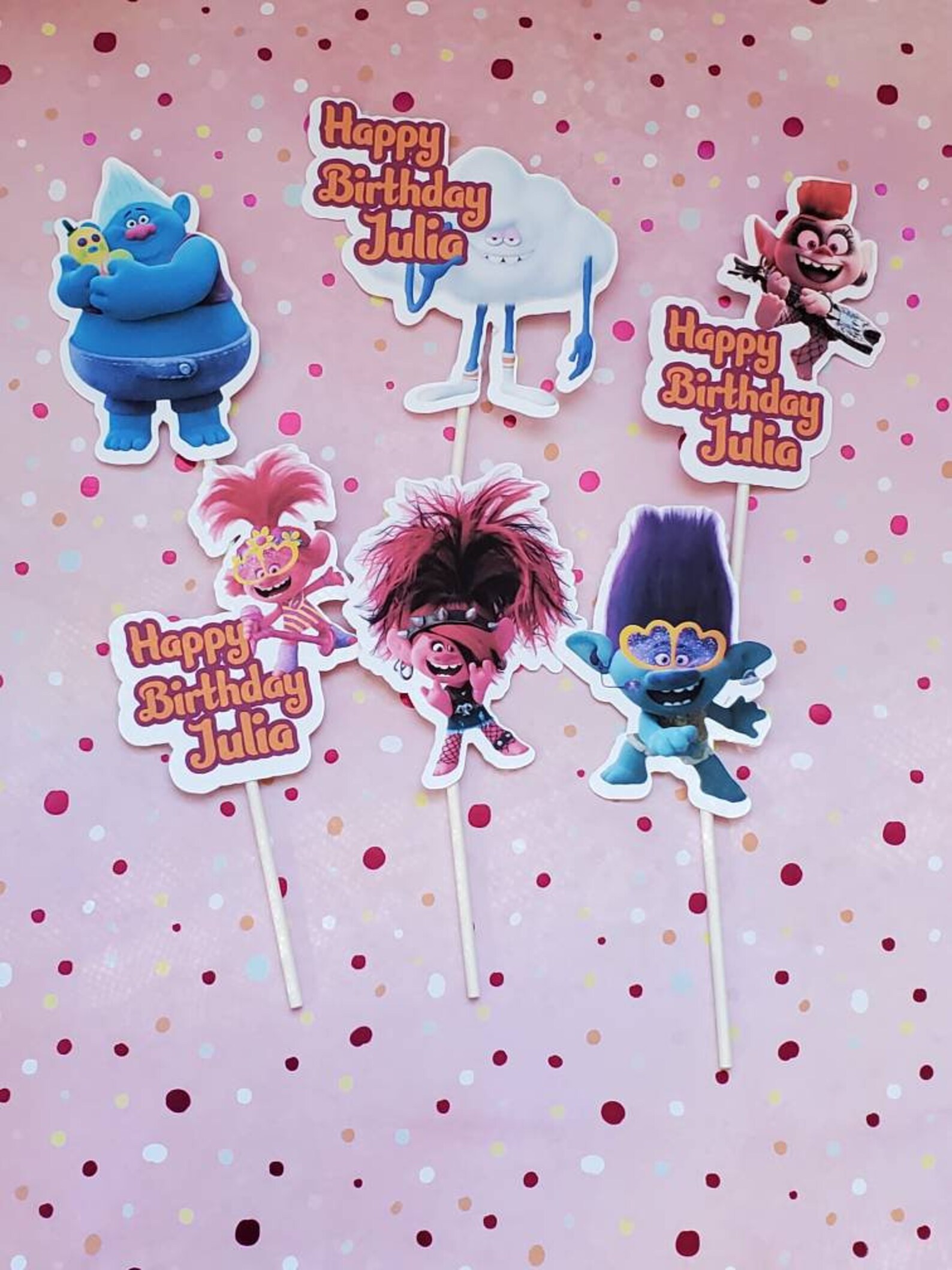 Trolls Cupcake Topper World Tour Cupcake Topper Trolls | Etsy