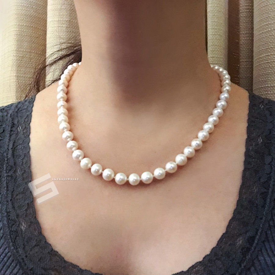 AAA Grade Pearls And14k Gold Necklace Freshwater Cultured - Etsy