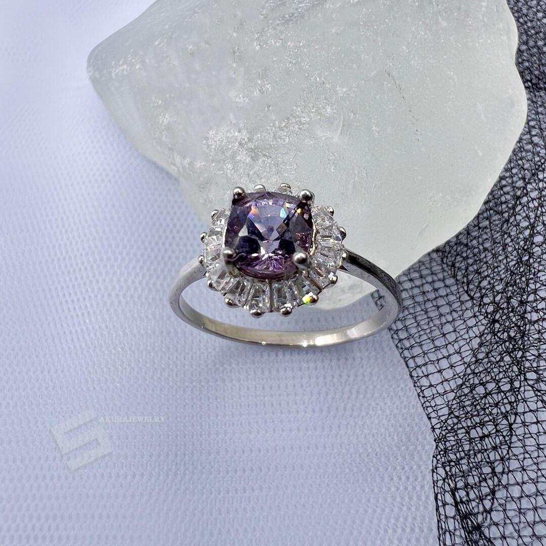 Natural Spinel 925 Silver Ring, 0.95CTW. Earth Mine Black Berry Colored ...