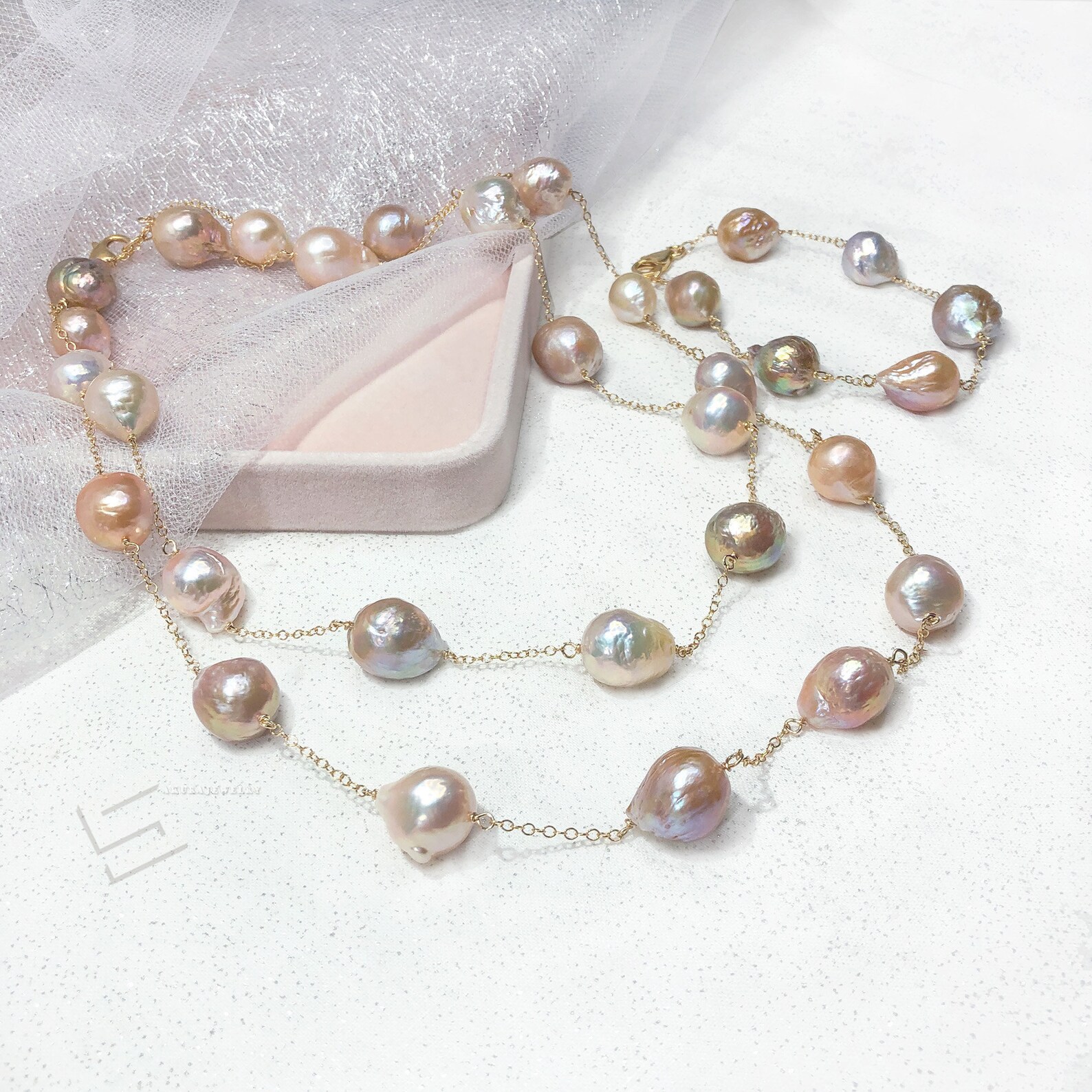 Metallic Broque Pearl Set, Fireball Pearls in 14K Gold Filled Long ...