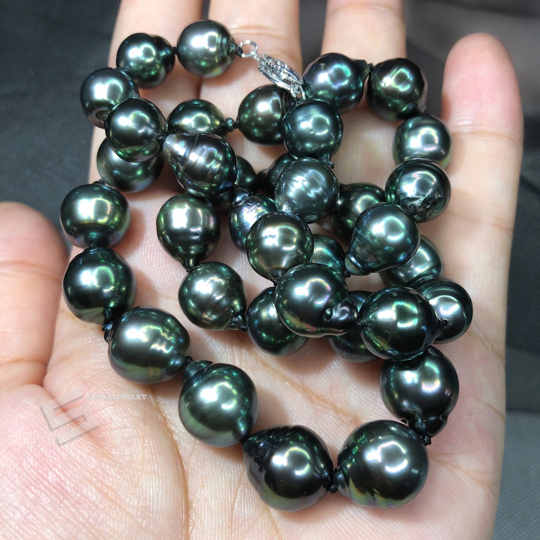 Authentic Tahitian Pearls Gold Necklace, Baroque South Sea Cultured ...