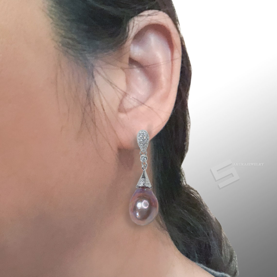 Real Pearls in Silver Earrings 11x18mm Exotic Colored Pearls - Etsy