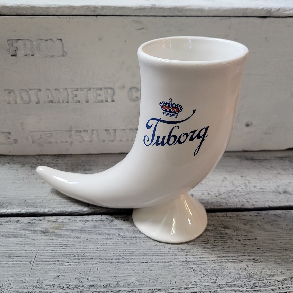 Tuborg Mug Vintage White Tuborg Horn Mug Vintage Tuborg Beer - Etsy