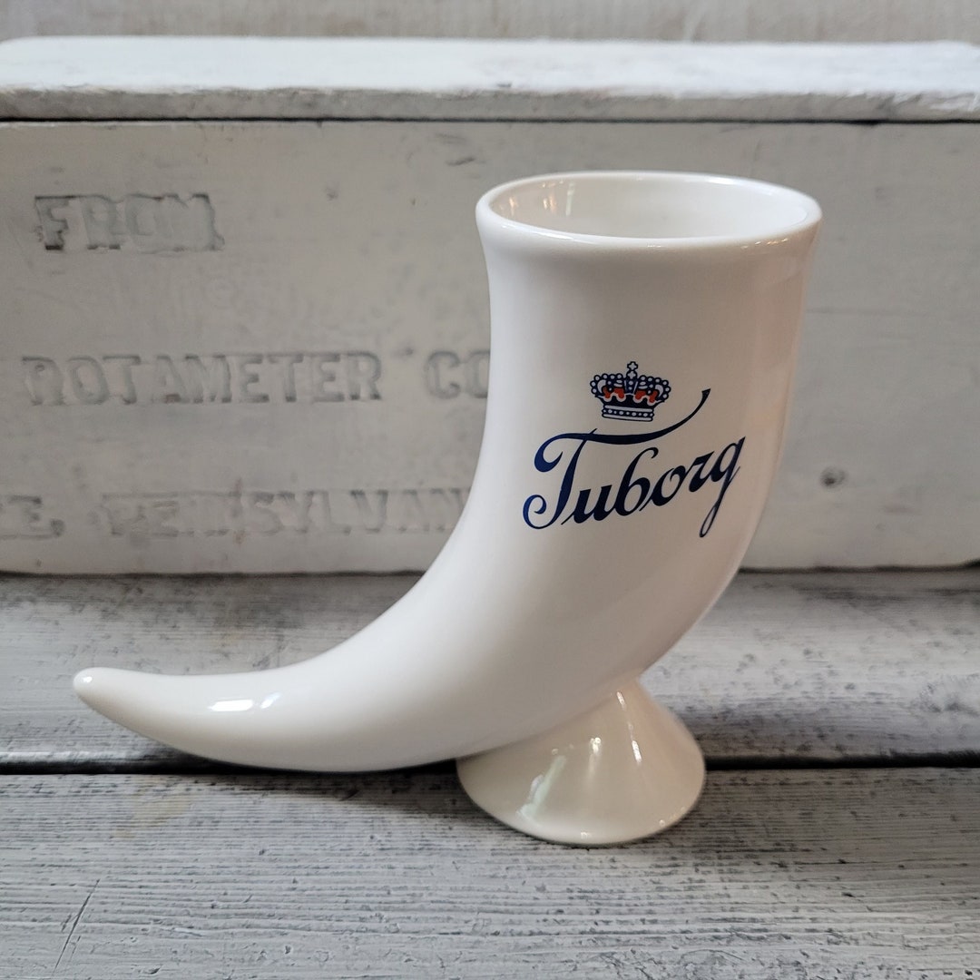 Tuborg Mug Vintage, White Tuborg Horn Mug, Vintage Tuborg Beer Mug ...