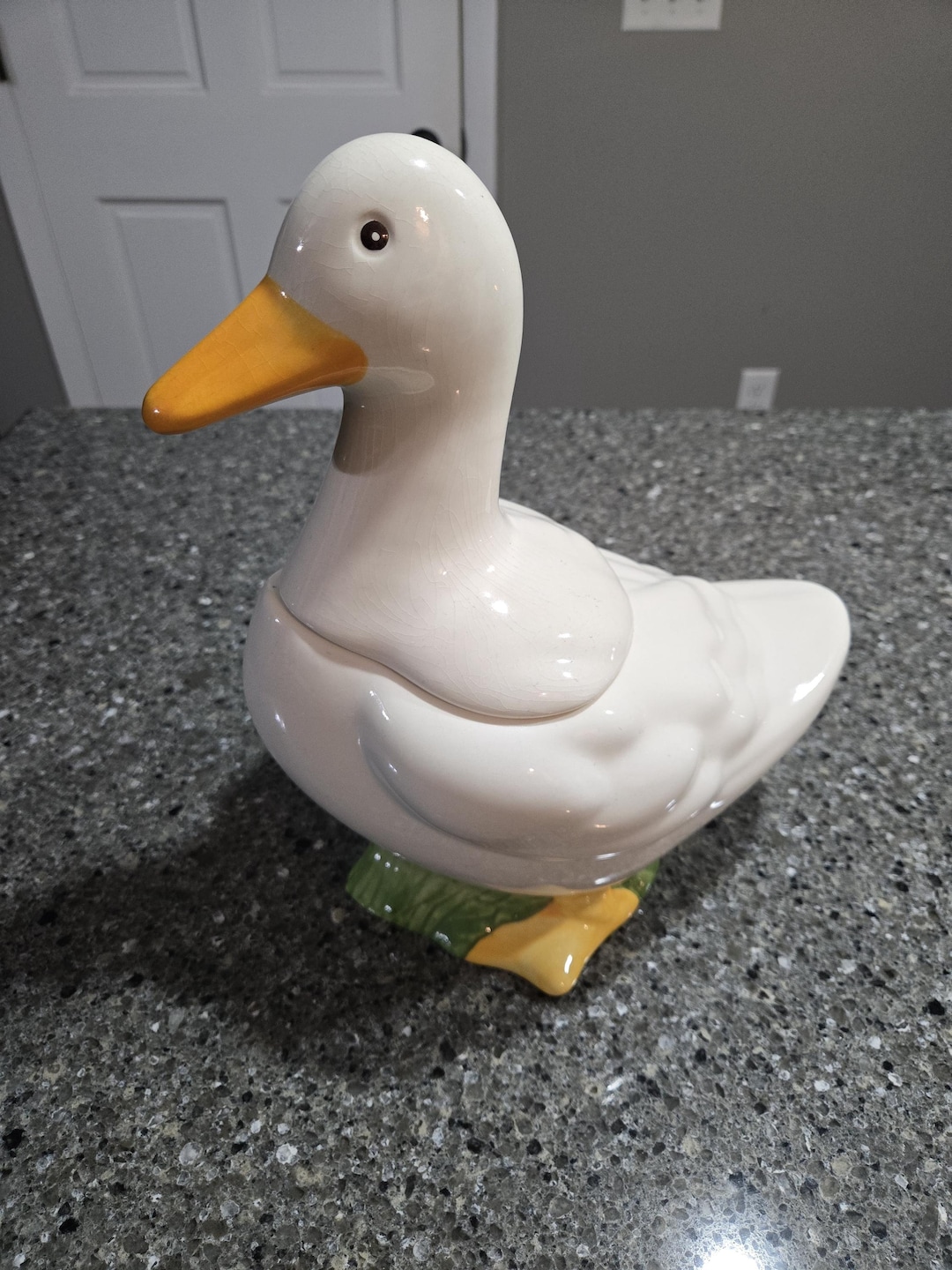 Goose Cookie Jar, White Duck Cookie Jar, Country Cookie Jar Vintage ...