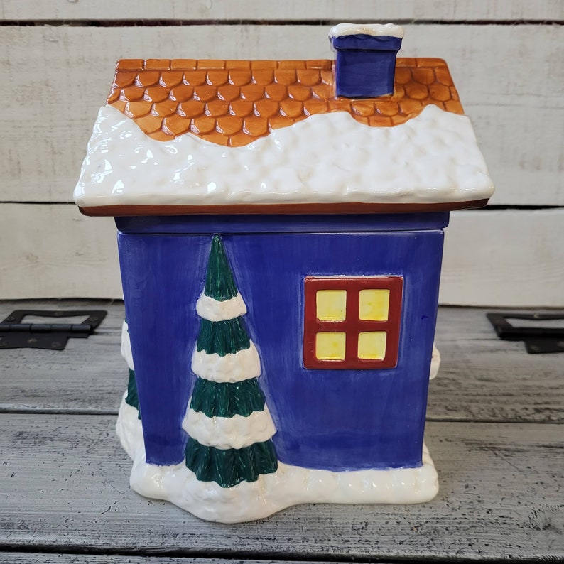 Blue Cookie Jar Vintage, Village House Cookie Jar, House Cookie Jar ...