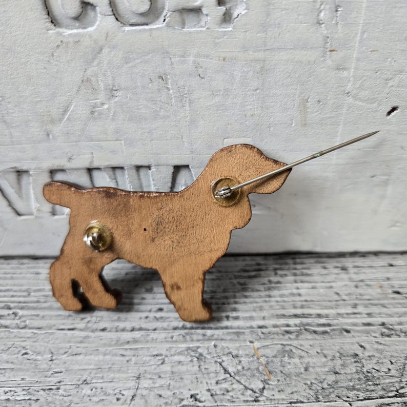 Vintage Wooden Dog Pin, Wood Dog Brooch, Cocker Spaniel Pin, Vintage ...