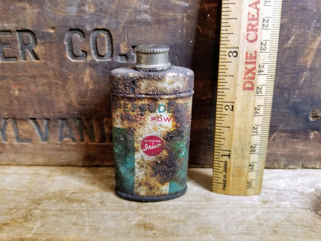 Pepsodent Tooth Powder Tin Vintage, Small Rusty Tin, Vintage Tooth ...