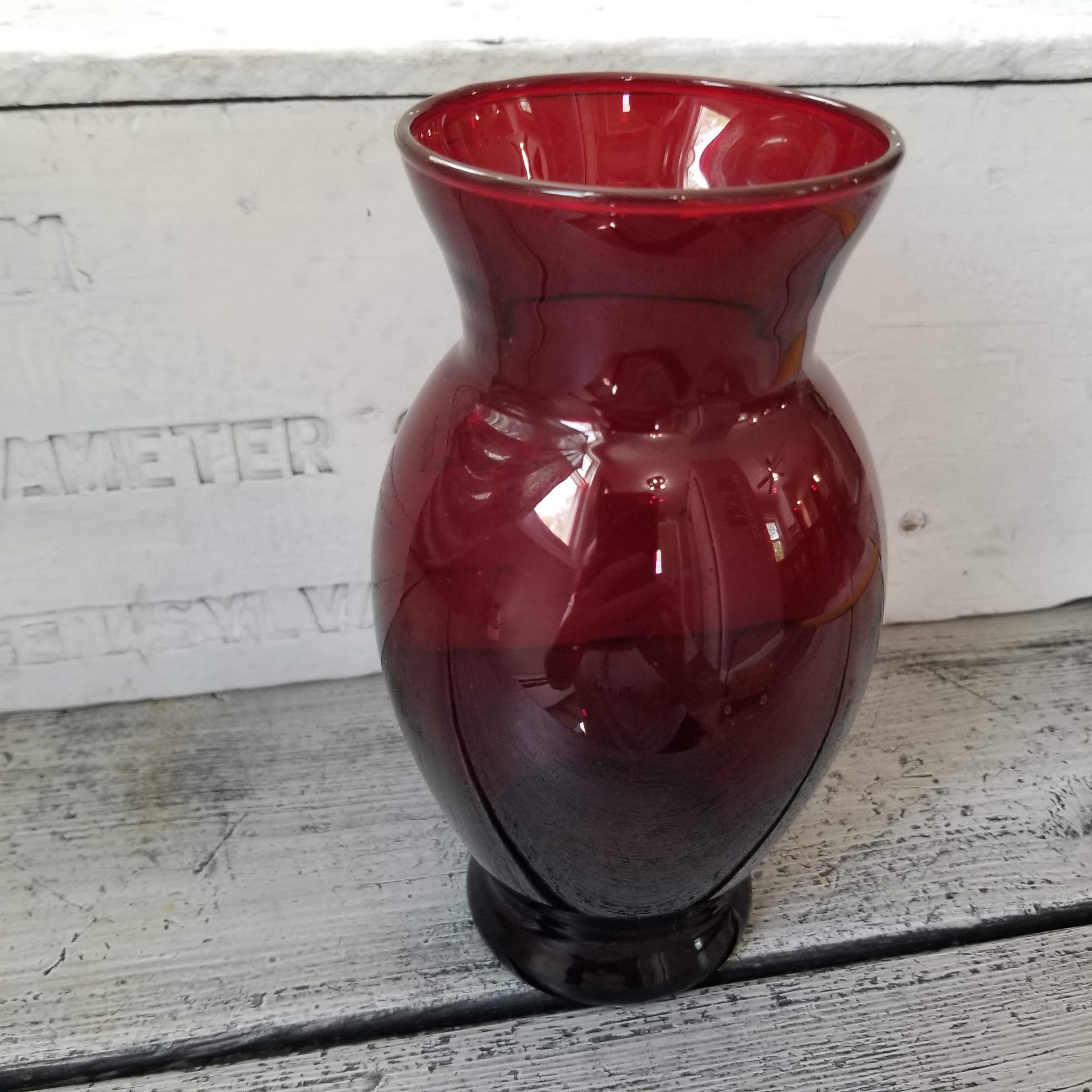 Vintage Red Vase Ruby Red Vase Vintage Glass Vase Vintage - Etsy