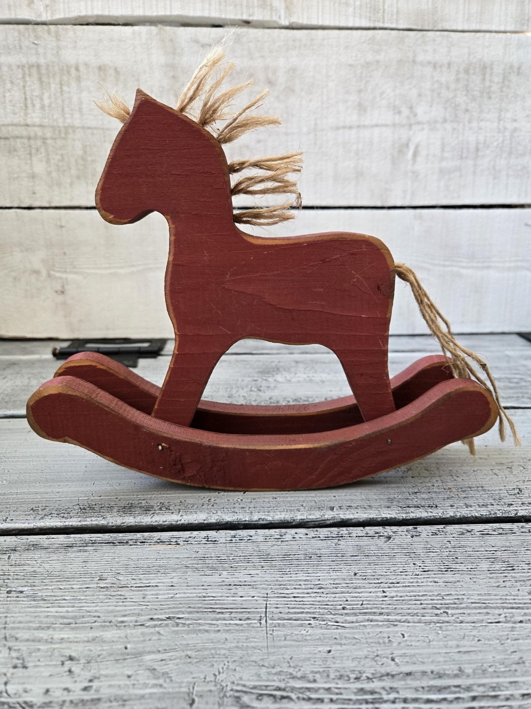 Red Wooden Rocking Horse, Vintage Rocking Horse, Red Rocking Horse ...